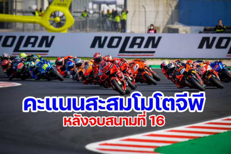 คะแนนสะสมโมโตจีพี ฤดูกาล 2021 หลังจบสนามที่ 16 - MOTOWISH