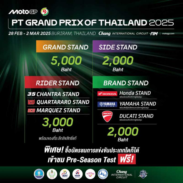 เปิดราคาบัตรชม ThaiGP 2025 ซื้อ 1 ได้ถึง 2 ประสบการณ์มอเตอร์สปอร์ตระดับโลก - MOTOWISH